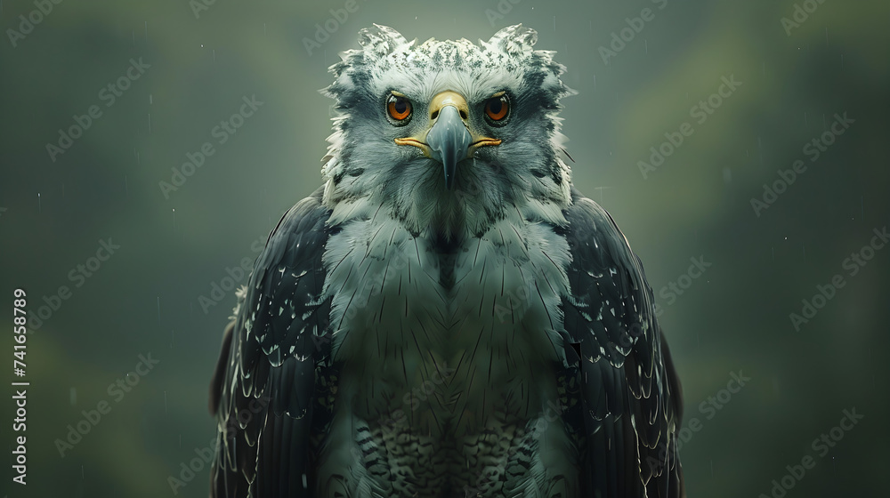 Harpy Eagle in the Rain, A majestic harpy eagle endures a rain shower ...