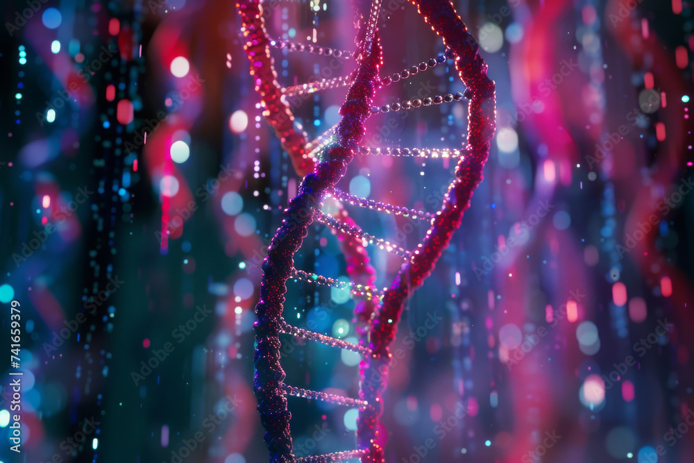 Illustration Stock Blending the Matrix and DNA Merge the digital realm ...