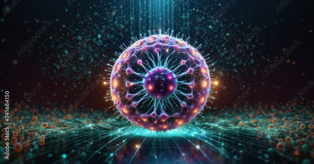 Abstract viral infection process, pathogen, bacteria, biotechnology ...