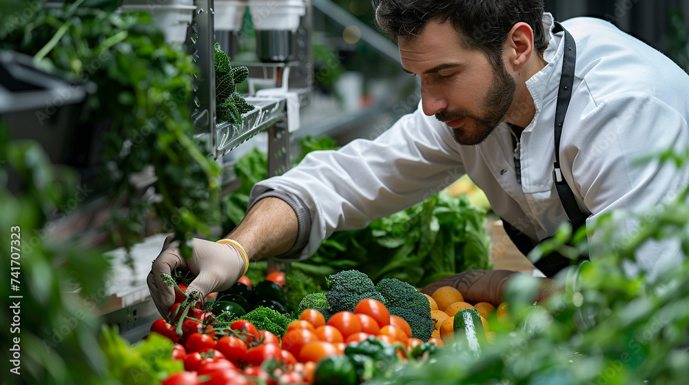 Scientists meticulously testing fruits and vegetables for chemical ...