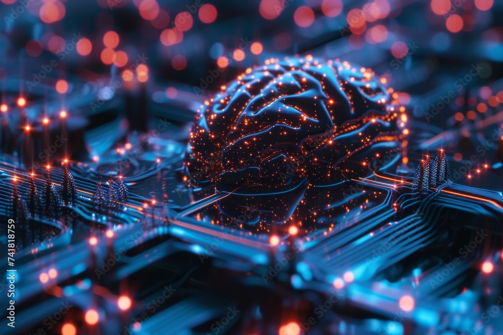 AI Brain Chip software testing. Artificial Intelligence neurotechnology ...