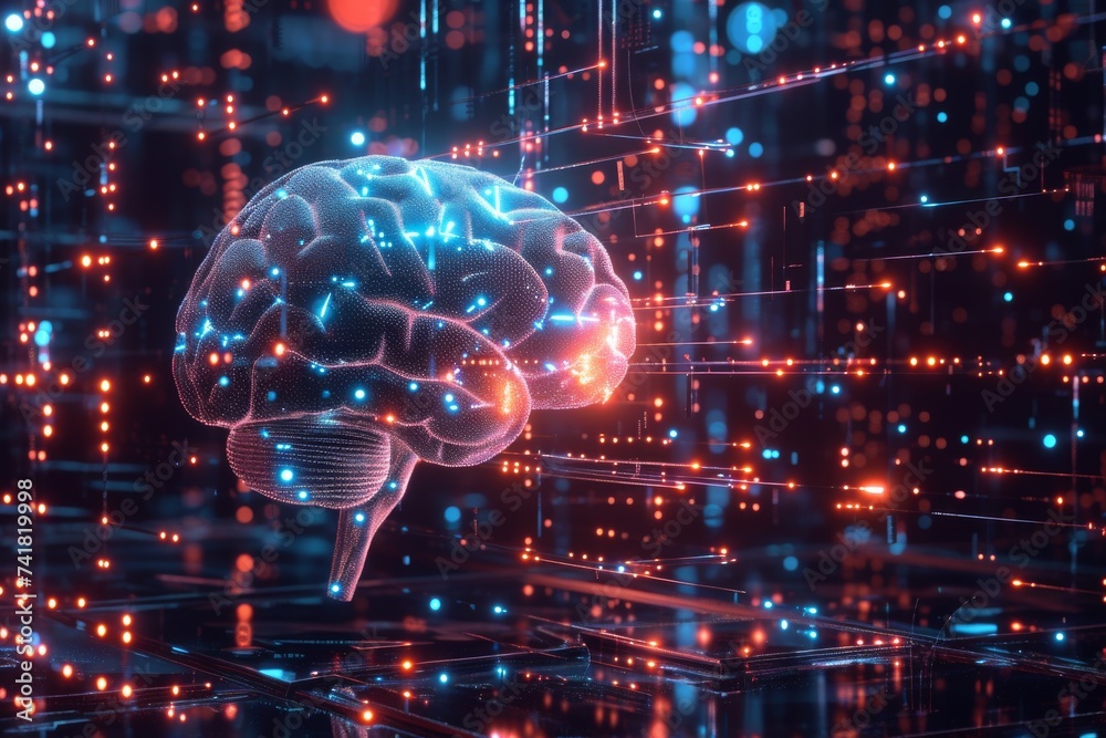 AI Brain Chip neurobiology. Artificial Intelligence central nervous ...