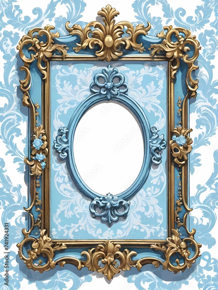 ornate baroque-style frames with intricate designs and a color palette ...