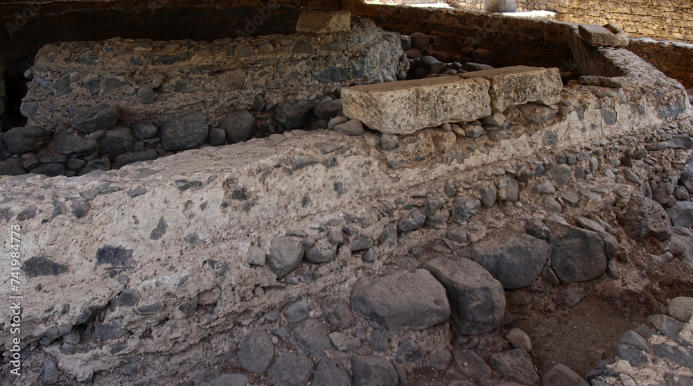 The ruins of the house of Saint Peter are in Capernaum, Israel. The ...