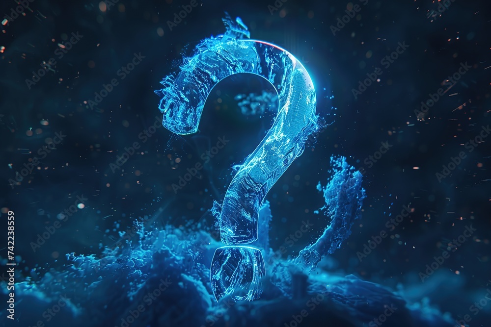 Illustration Symbol of a blue question mark digital Technology theme ...