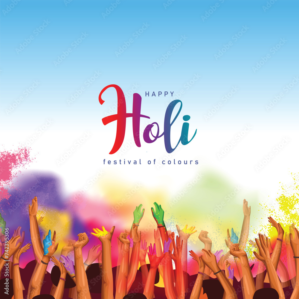 Indian festival happy holy colorful party poster, banner background ...