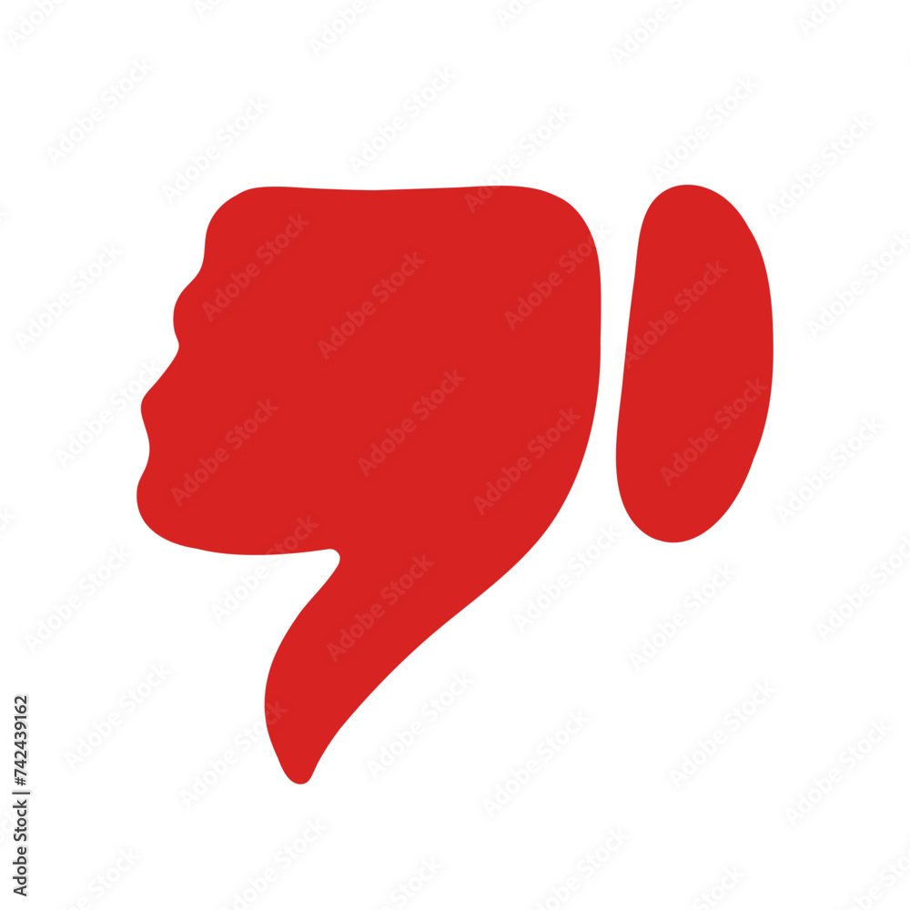 Red dislike gesture. Disapprove, correct actions, incorrect, fail ...
