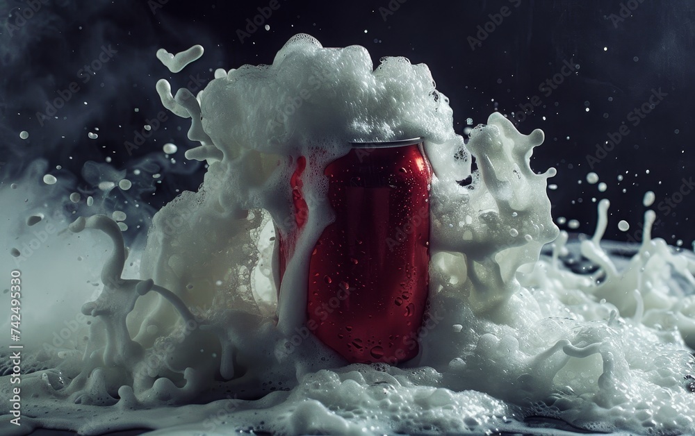 Cup Overflowing with Foam - A soda can rigged to overflow with foam ...