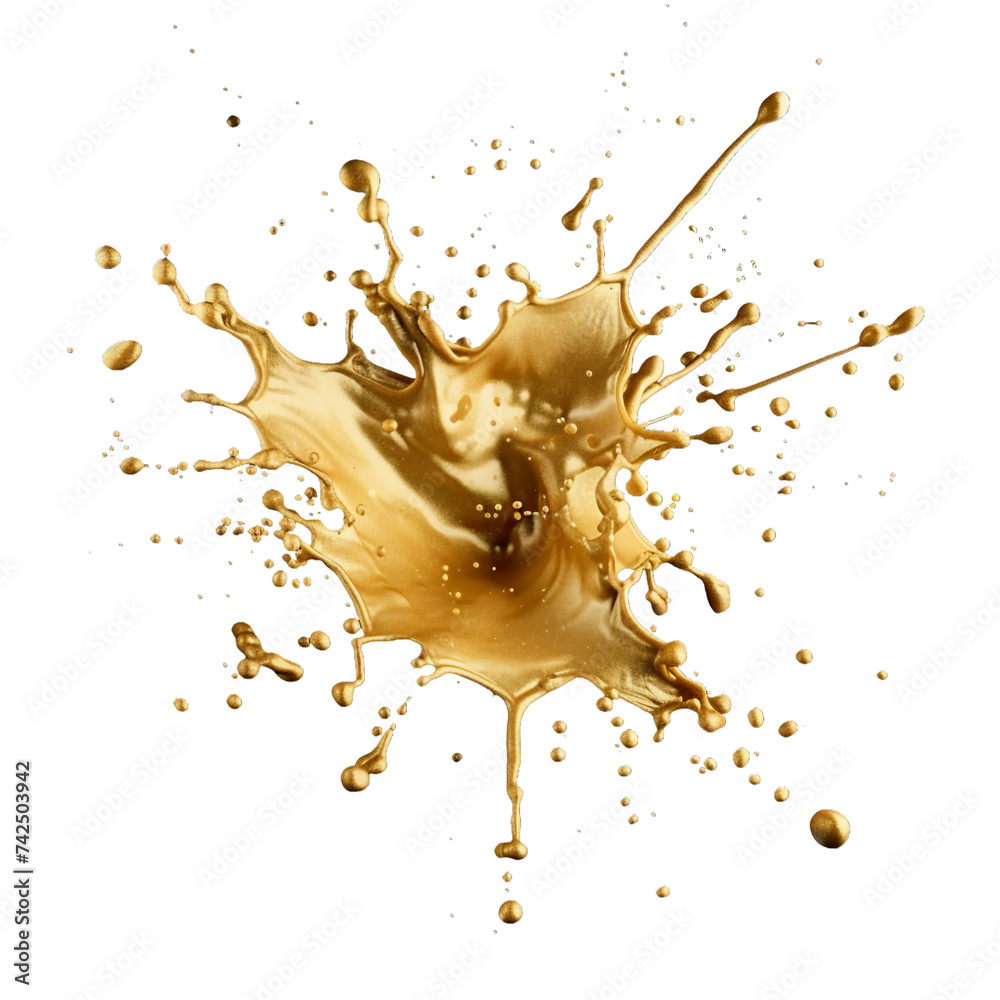 Gold color splatter, PNG image, no background Stock Photo | Adobe Stock