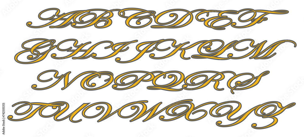 Edwardian Script ITC font design. Vector alphabet. Stock Vector | Adobe Stock