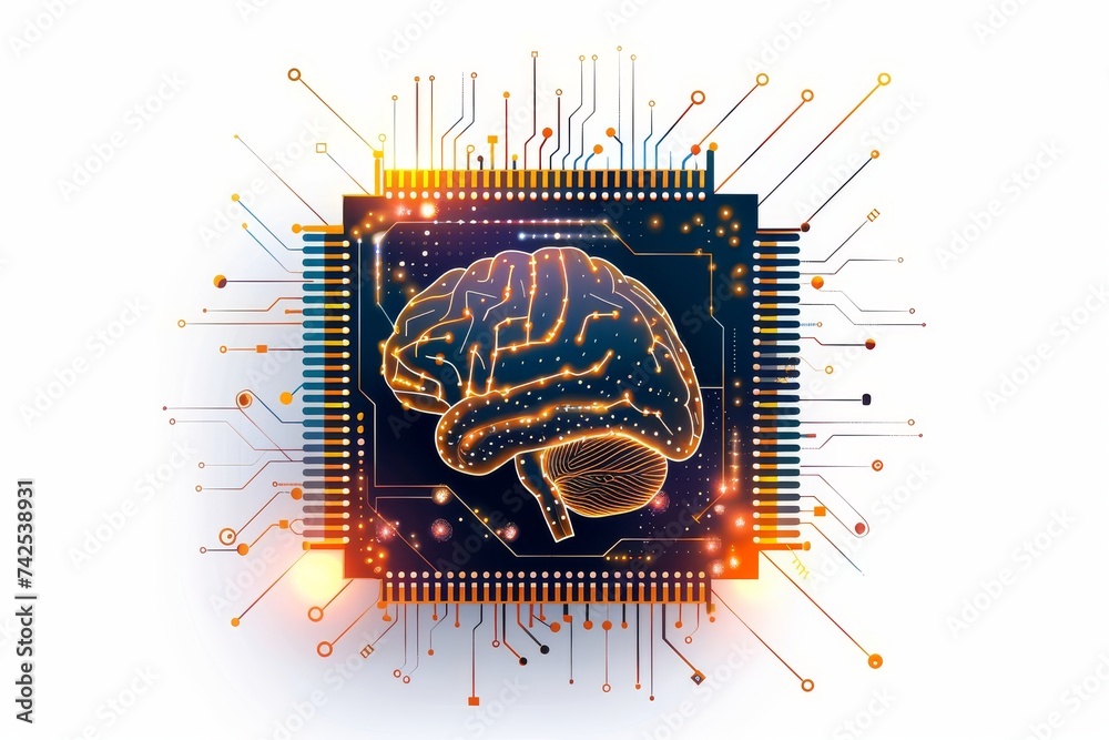 AI Brain Chip awareness. Artificial Intelligence healthtech human loc ...