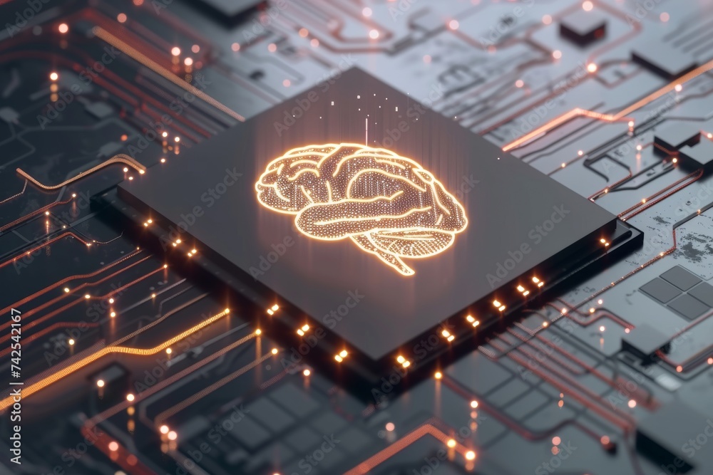 AI Brain Chip foundry. Artificial Intelligence packaging mind mark axon ...
