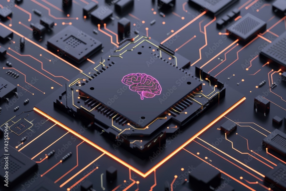 AI Brain Chip transcoding. Artificial Intelligence monitoring human ...
