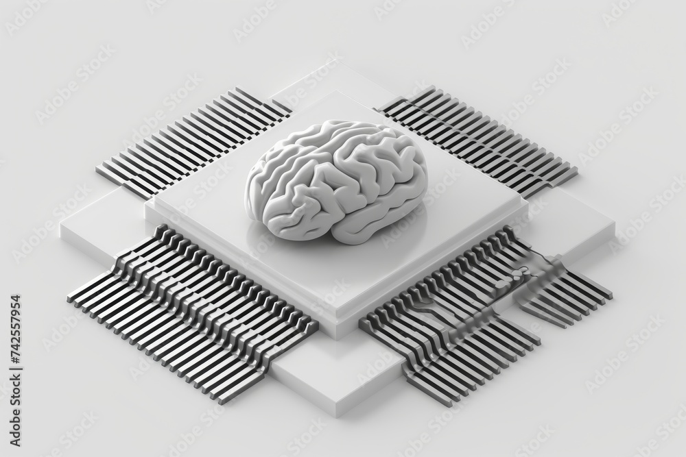 AI Brain Chip appropriate. Artificial Intelligence world human data ...