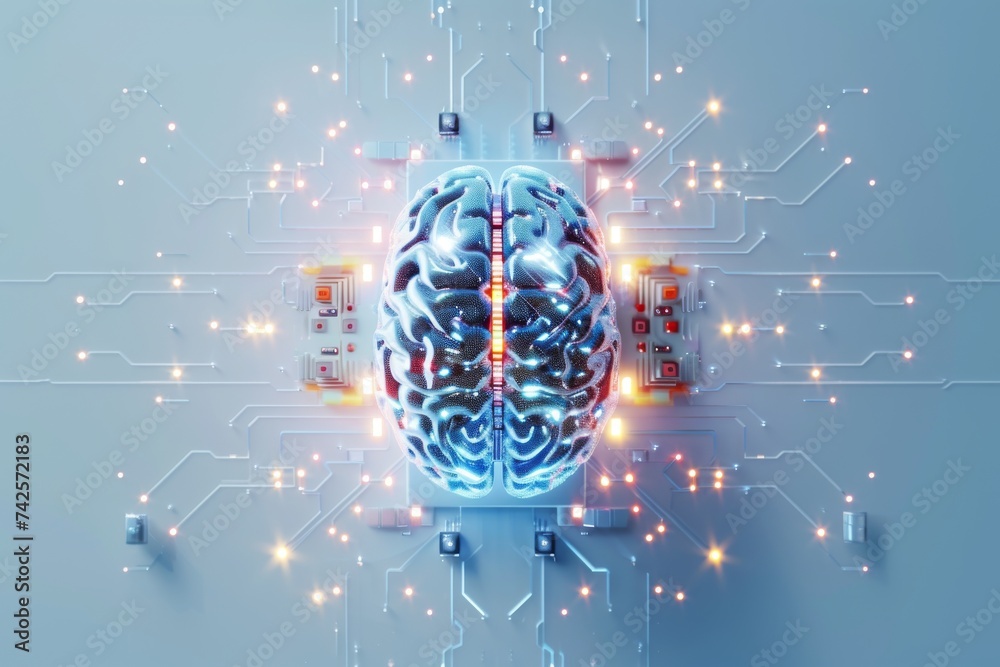 AI Brain Chip nerve. Artificial Intelligence imaging human coping ...