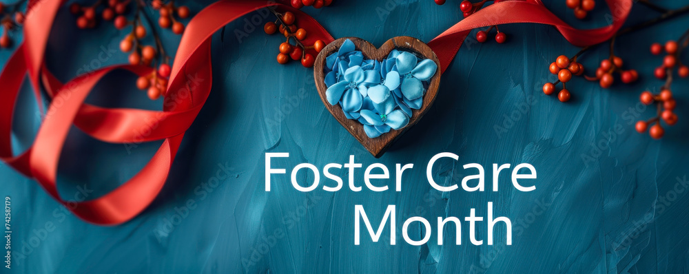 National Foster Care Month awareness concept with symbolic blue and ...