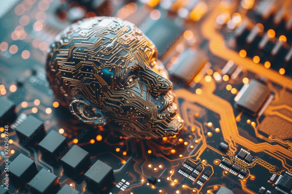 AI Brain Chip diffusion. Artificial Intelligence neural mind digital ...