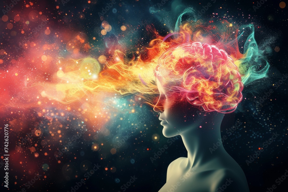 Illustration Stock AI Brain Chip software. Artificial Intelligence data ...