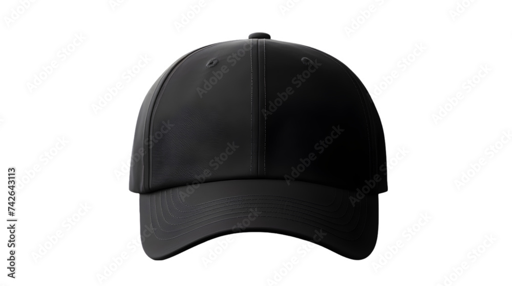 black baseball cap mockup front view, isolated cutout object with ...