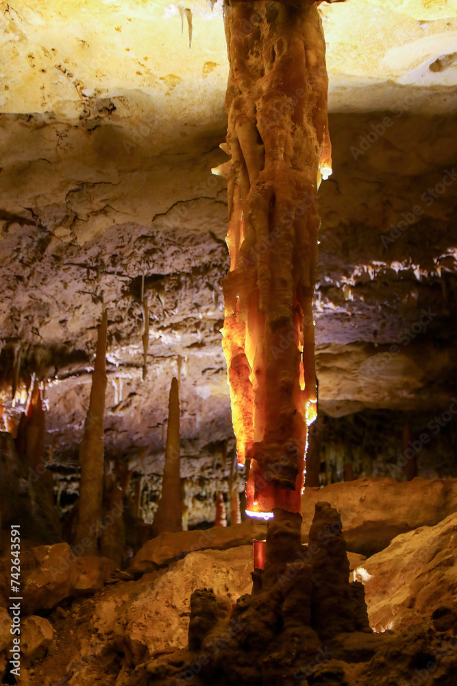 Column (stalagnate) in the Victoria Fossil Cave in the Naracoorte Caves ...