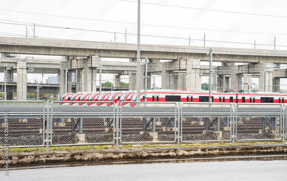 The Red Line train stops at a maintenance facility at Bang Sue Central ...