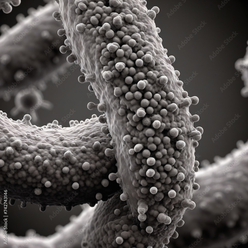 3d illustrate of microorganism under scanning electron microscope Stock ...