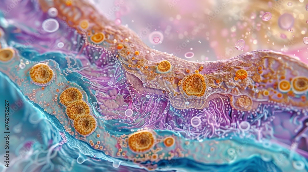 Surreal and colorful digital art depicting the intricate details of ...