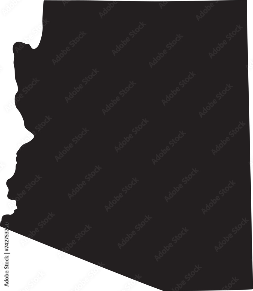 Arizona map isolated on transparent background. Black map for your ...