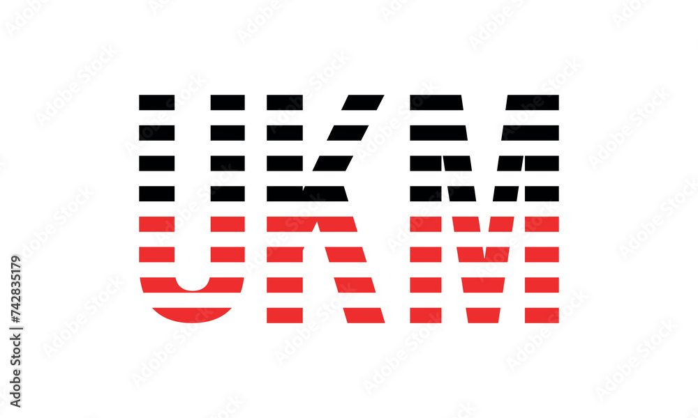 UKM three initial letter iconic line negative space minimal logo design ...