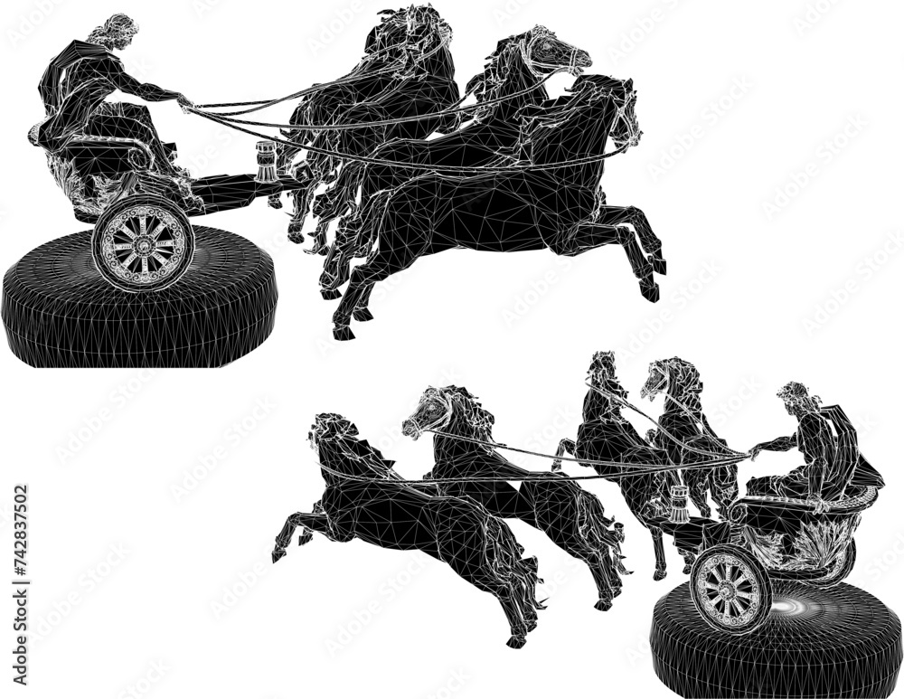 Vector sketch illustration design of classic Greek Roman hero riding a ...