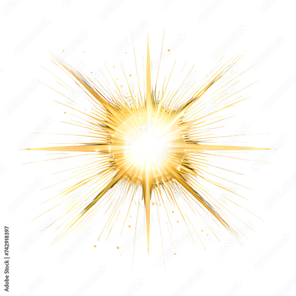 sun rays, light overlays, and yellow glow isolated on transparent ...