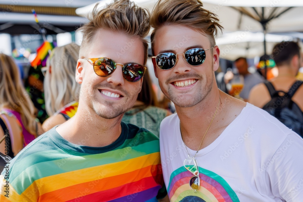 LGBTQ Pride unperturbed. Rainbow reflective colorful peach diversity ...