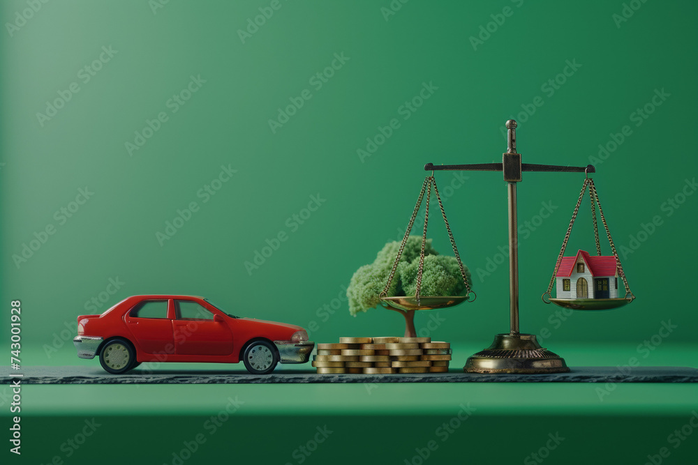 Exploring the vast outdoors with a miniature scale car, as coins and a ...