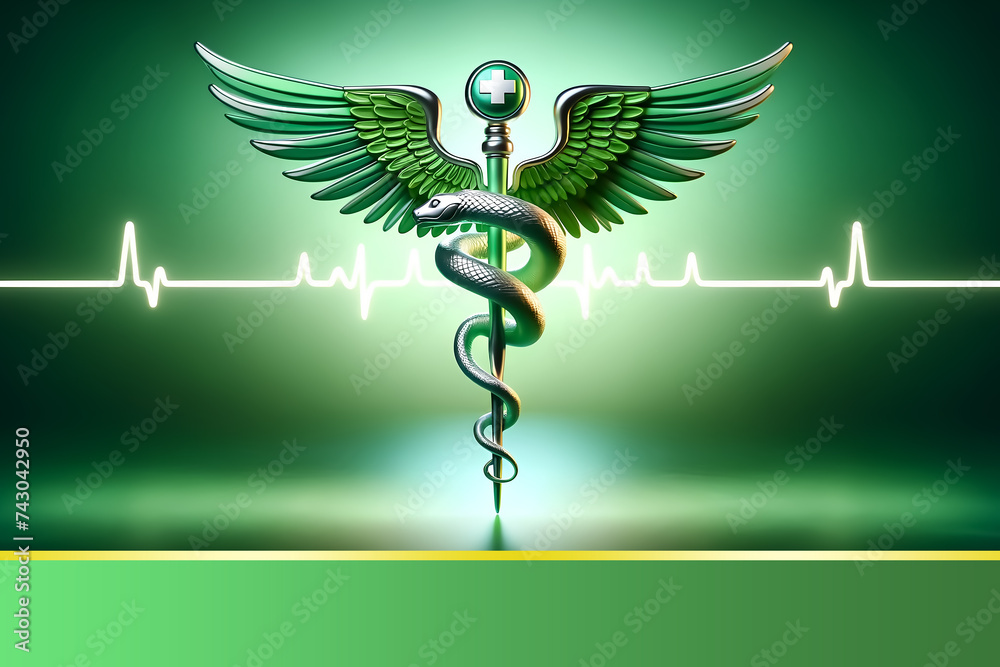 Green Medical Backgrounds: Enhance Your Workspace with Caduceus Icons ...