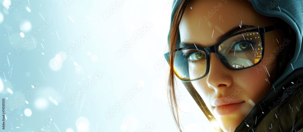 female hacker staring at the screen smiling sitting in front of ...