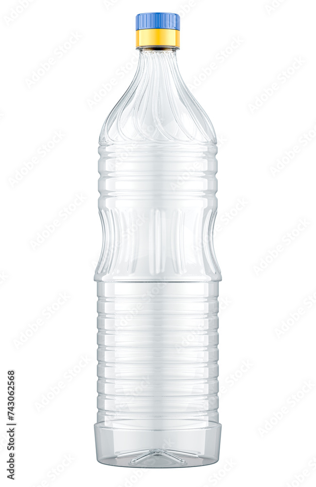 Empty plastic bottle 1 liter from oil, 3D rendering isolated on ...