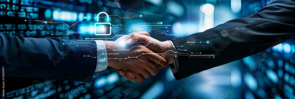 Stock-Illustration „Corporate Cybersecurity Handshake - Business ...