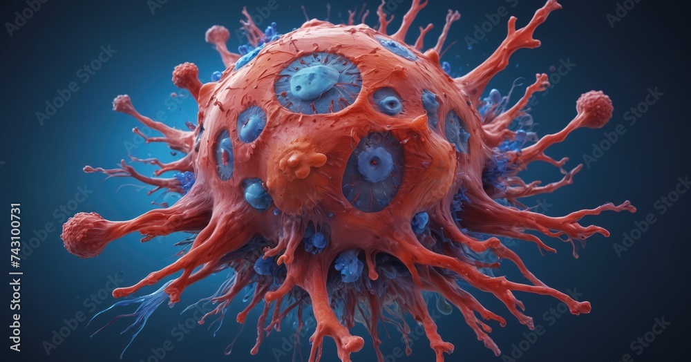 Cancer cells vis - illustration enhanced scanning electron micrograph ...