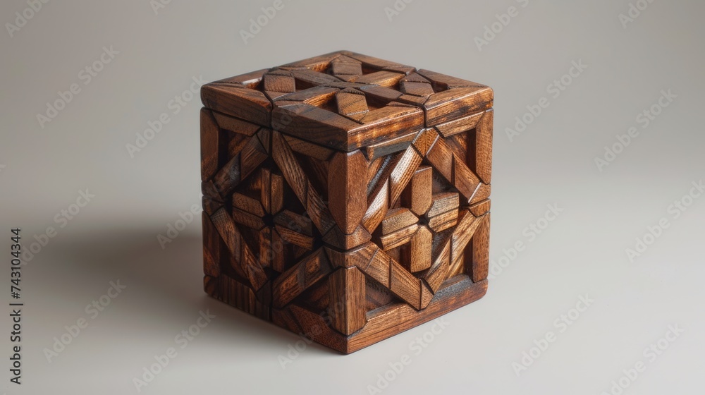 A puzzle box made of interlocking geometric shapes which reveals a ...