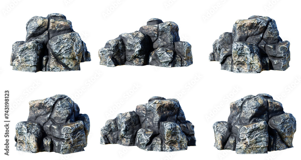 Rocks set isolated on transparent background 3d rendering PNG Stock ...