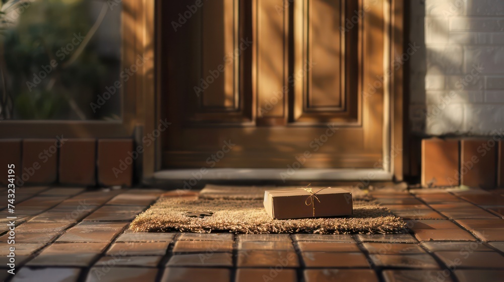 Online purchase delivery service concept. Cardboard parcel box ...