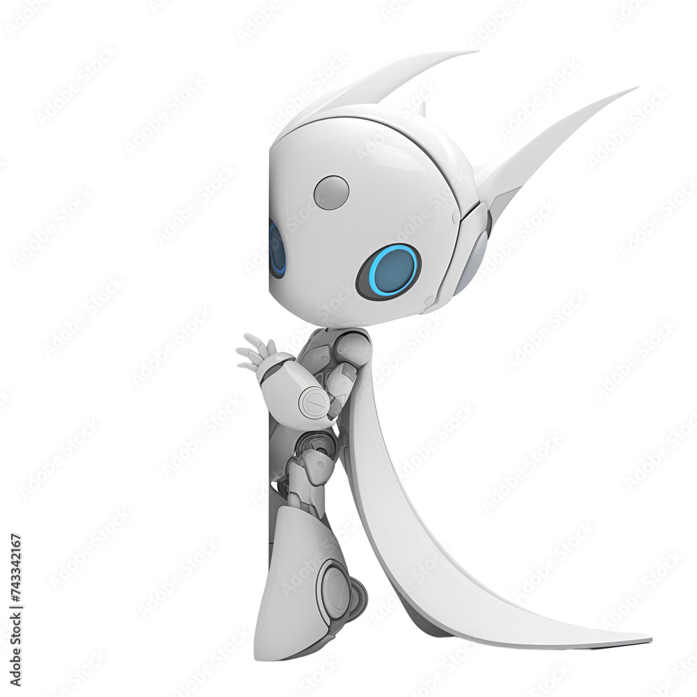 Happy cute robot on transparent background, friendly and cheerful robot ...