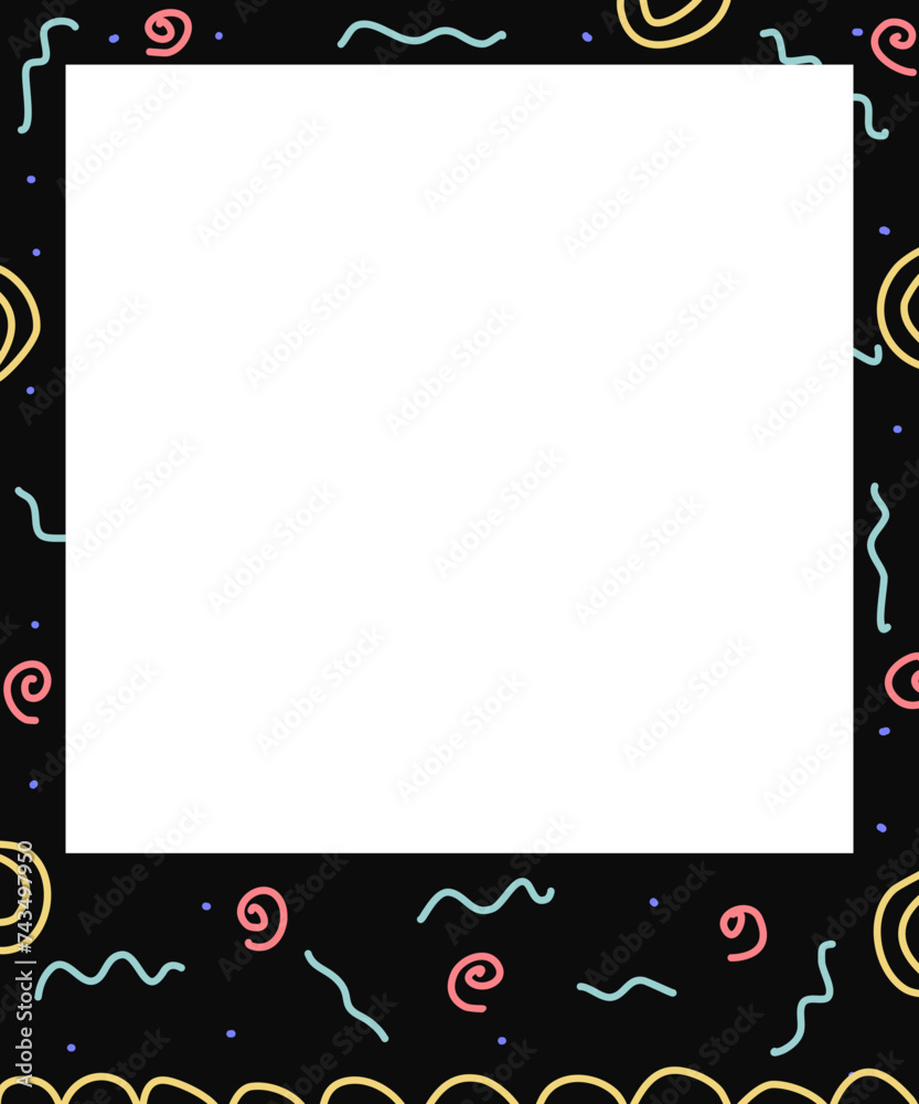 Polaroid photo frame with doodle art decoration Stock Vector | Adobe Stock
