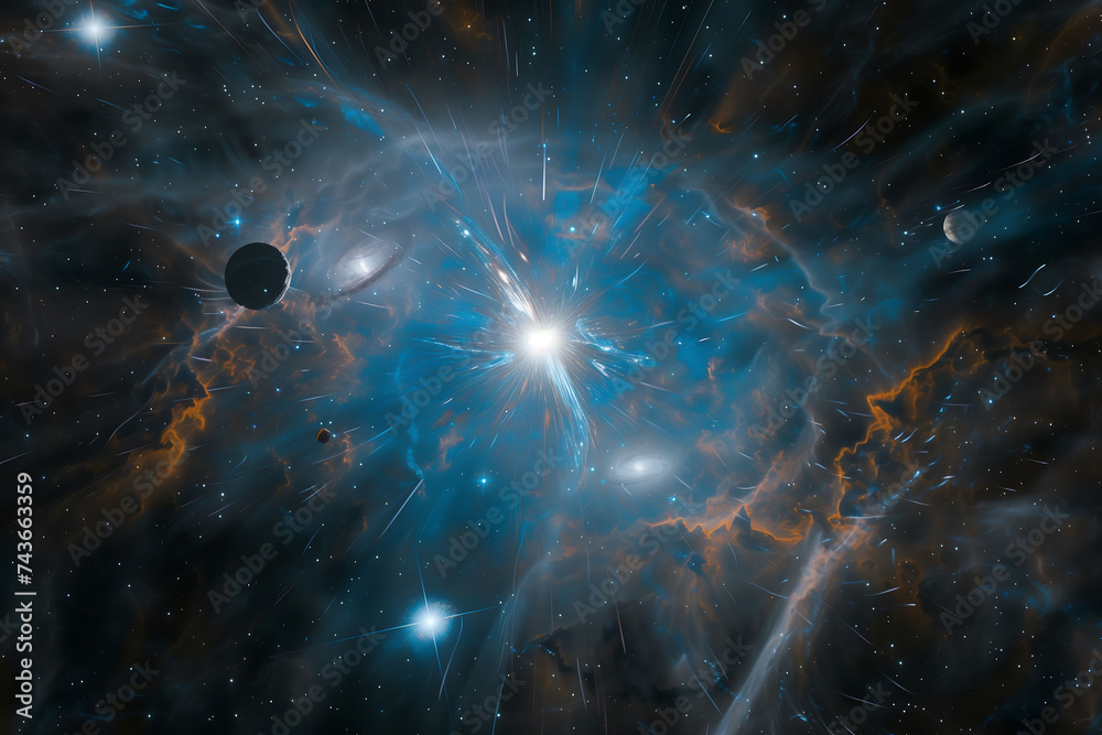 Alien planets and stars, galaxy concept map, universe, planet birth ...