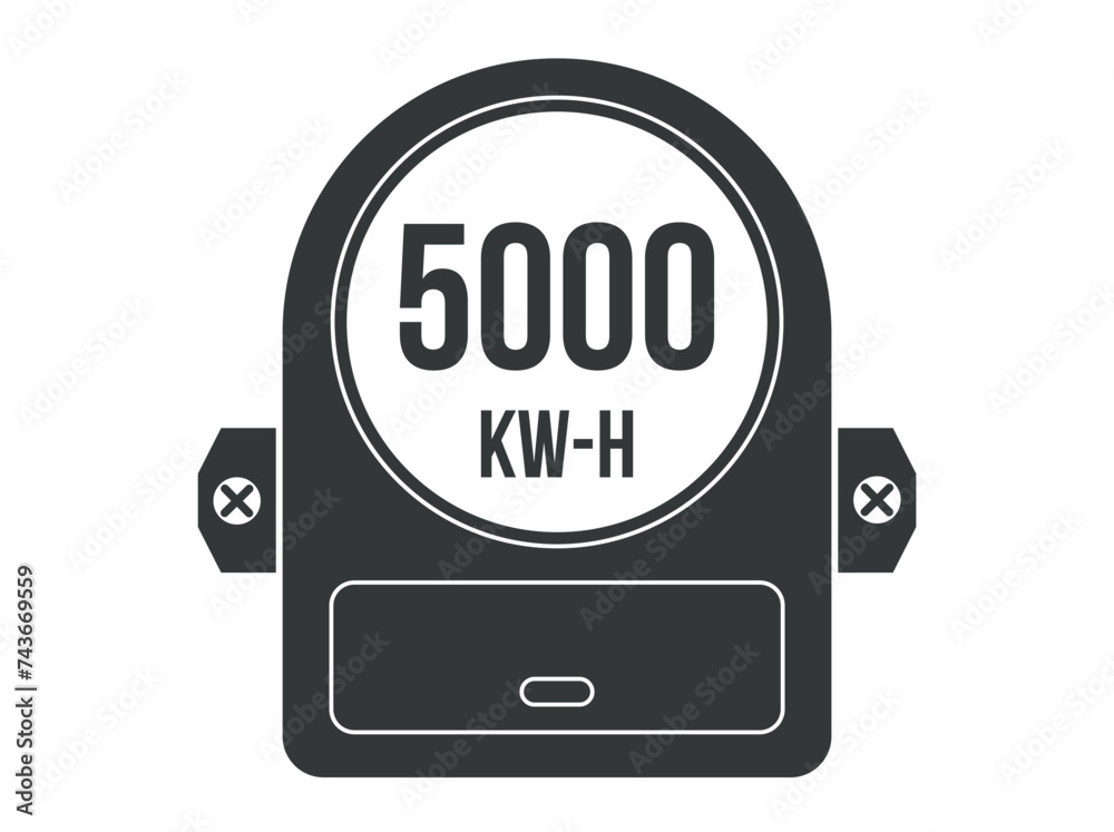 5000 kw-h. Vector kilowatts consumption, electric current meter ...