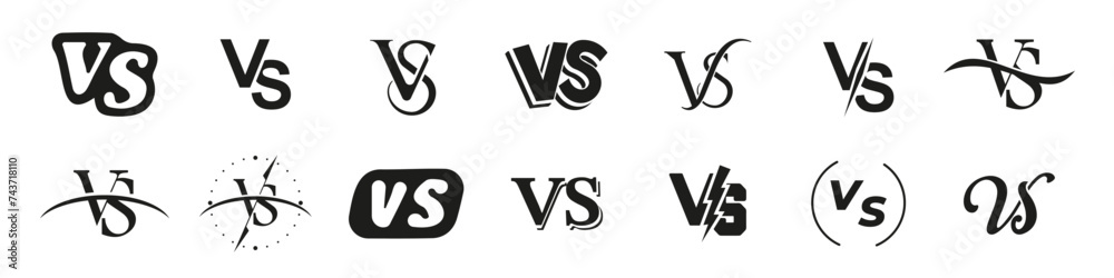 Versus logo for competition, championship. Set of versus icons in black ...
