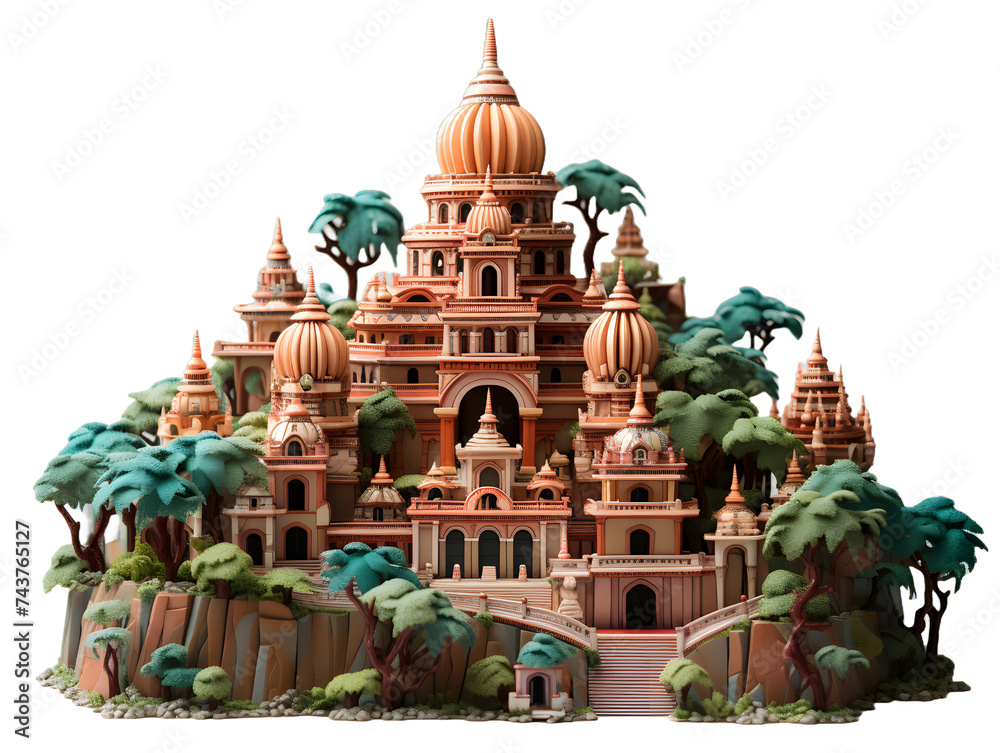 Miniature Indian Hindu Temple Isolated on Transparent Background ...
