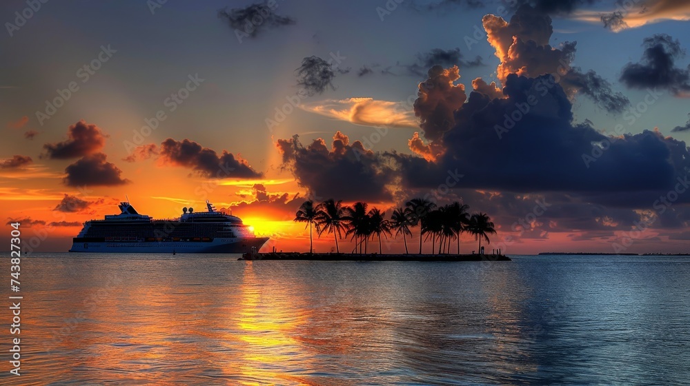 Celebrity Infinity cruise ship at sun set Key West, a U.S. island city ...