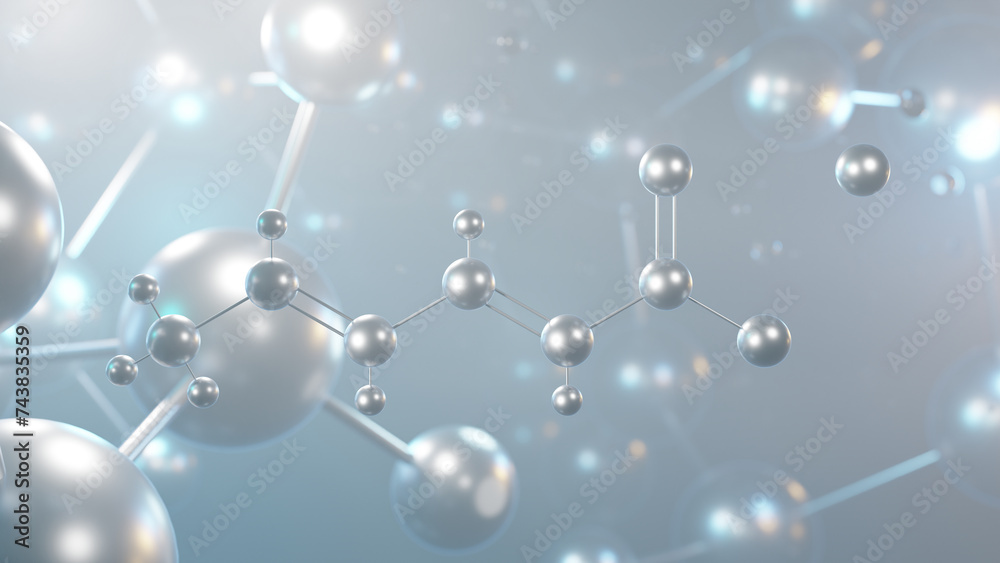 potassium sorbate molecular structure, 3d model molecule, food ...