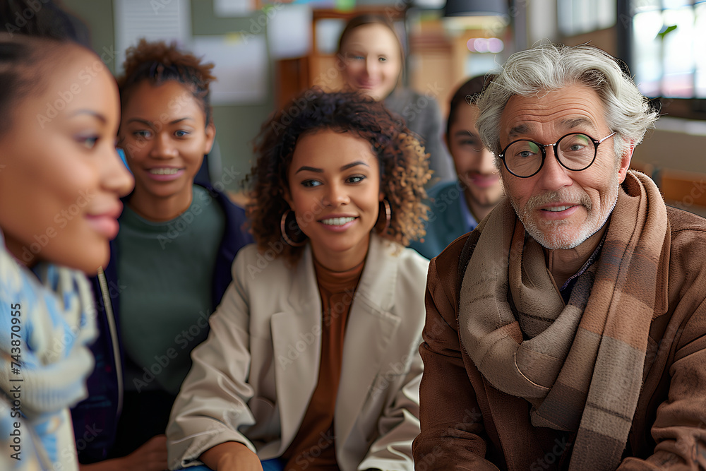 Cheerful diverse business team at a corporate work meeting in the ...